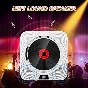 Wall Mountable CD Player Bluetooth: CD Player for Home with LCD Display Remote Control - Built-in HiFi Speakers FM Radio, Support CD/MP3/USB/TF/AUX Input Output/time and Alarm Clock
