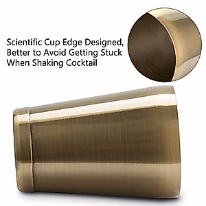 Boston Cocktail Shaker Set 18/8 Stainless Steel Bartender Kit, Including 18oz&28oz Shaker Tins, Double Jigger, 8''Muddler, 2 Liquor Pourers, 12" Mixing Spoon, Cocktail Strainer, Mesh Strainer(Bronze)