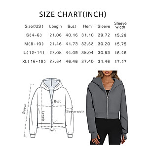 Trendy Queen Womens Zip Up Hoodies Jackets Cropped Sweatshirts Fleece Fall Outfits Casual Comfy Y2k Tops Winter Clothes 2025 Grey XL