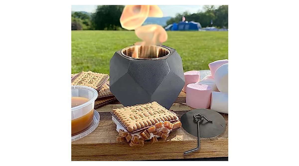 Aobaks Tabletop Fire Pit, Baclcony Fire Pit, Concrete Table Top Fire ...