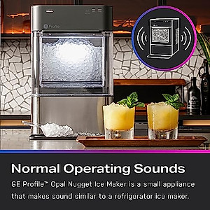 GE Profile Opal 2.0, Chewable Crunchable Countertop Nugget Ice Maker, Scoop included, 38 lbs in 24 hours, Pellet Ice Machine with WiFi & Smart Connected, Stainless Steel