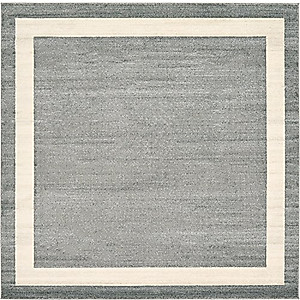 Unique Loom Del Mar Collection Area Rug-Transitional Inspired with Modern Contemporary Design, Square 8' 0" x 8' 0", Gray/Ivory