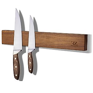 Rymmzone 17" Magnetic Knife Holder, 100% Acacia Wood Magnetic Knife Holder for Wall, Powerful Magnetic Knife Strips for Kitchen Utensil Organizer, Can be Used as Knife Holder, Tool Holder, and More