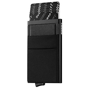 DUGRAFT Minimalist Card Wallet for Men, Slim Wallet Card Holder Pop Up Wallet with Money Front Pocket RFID Blocking Metal Credit Card Case for Men, Small Smart Wallet (Black)