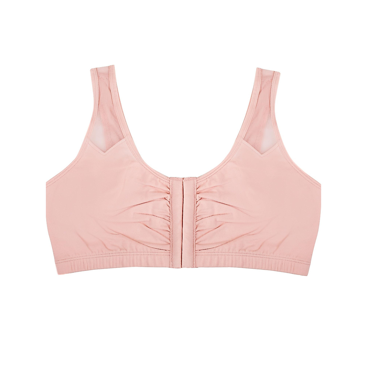 Fruit of the Loom Women's Comfort Front Close Sport Bra with Mesh Straps, Blushing Rose, 38