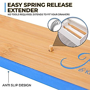 Hugs & Kitchens Bamboo Drawer Dividers - Adjustable, Expandable Kitchen Drawer Organizer for Kitchen Utensils, Clothes, Office Drawer Separator (6pcs)