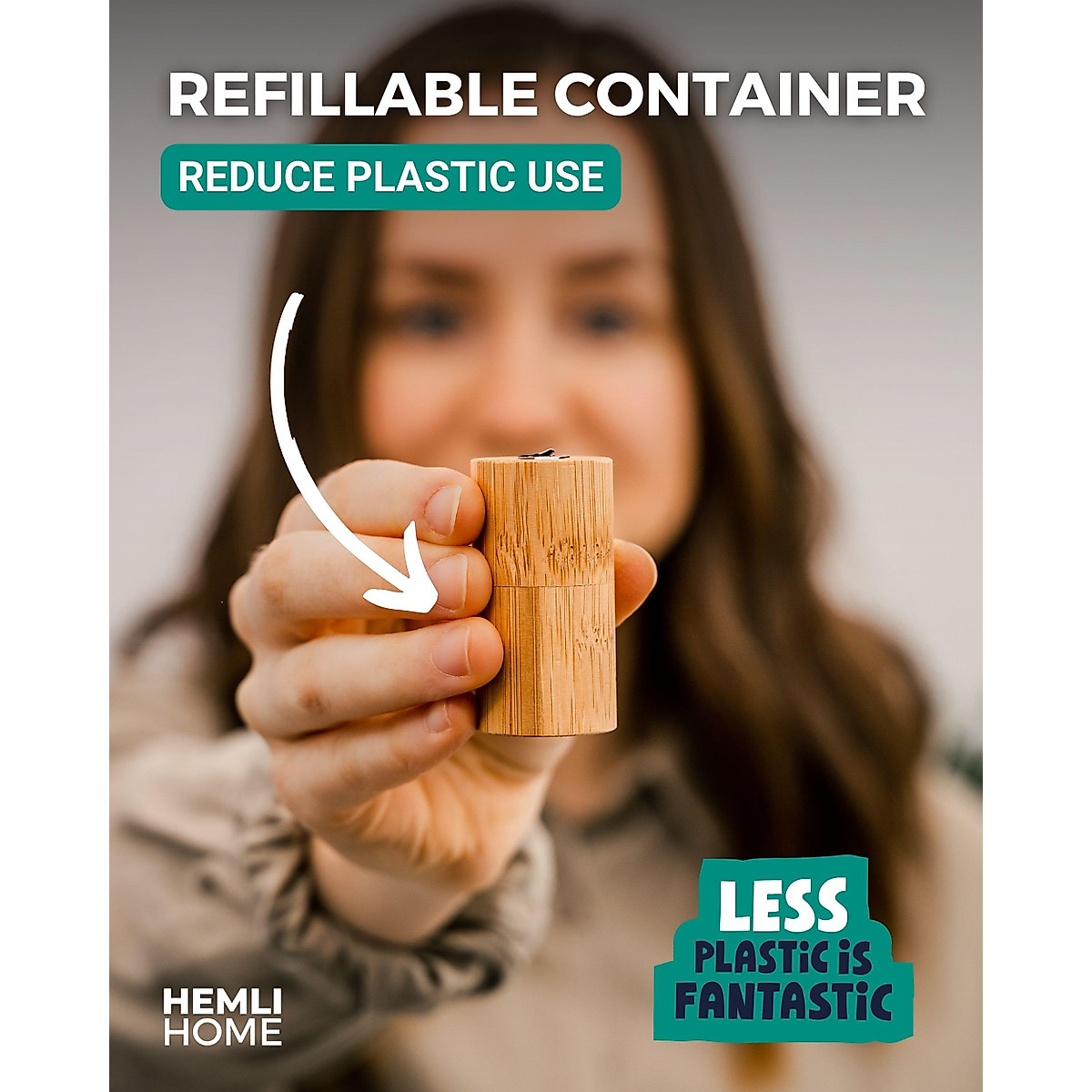 Vegan Bamboo Charcoal Dental Floss - 5-Pack - Refillable Bamboo Container - 5 x 33 Yards - Eco-Friendly Floss - Candelilla Wax Floss with Natural Mint Flavoring