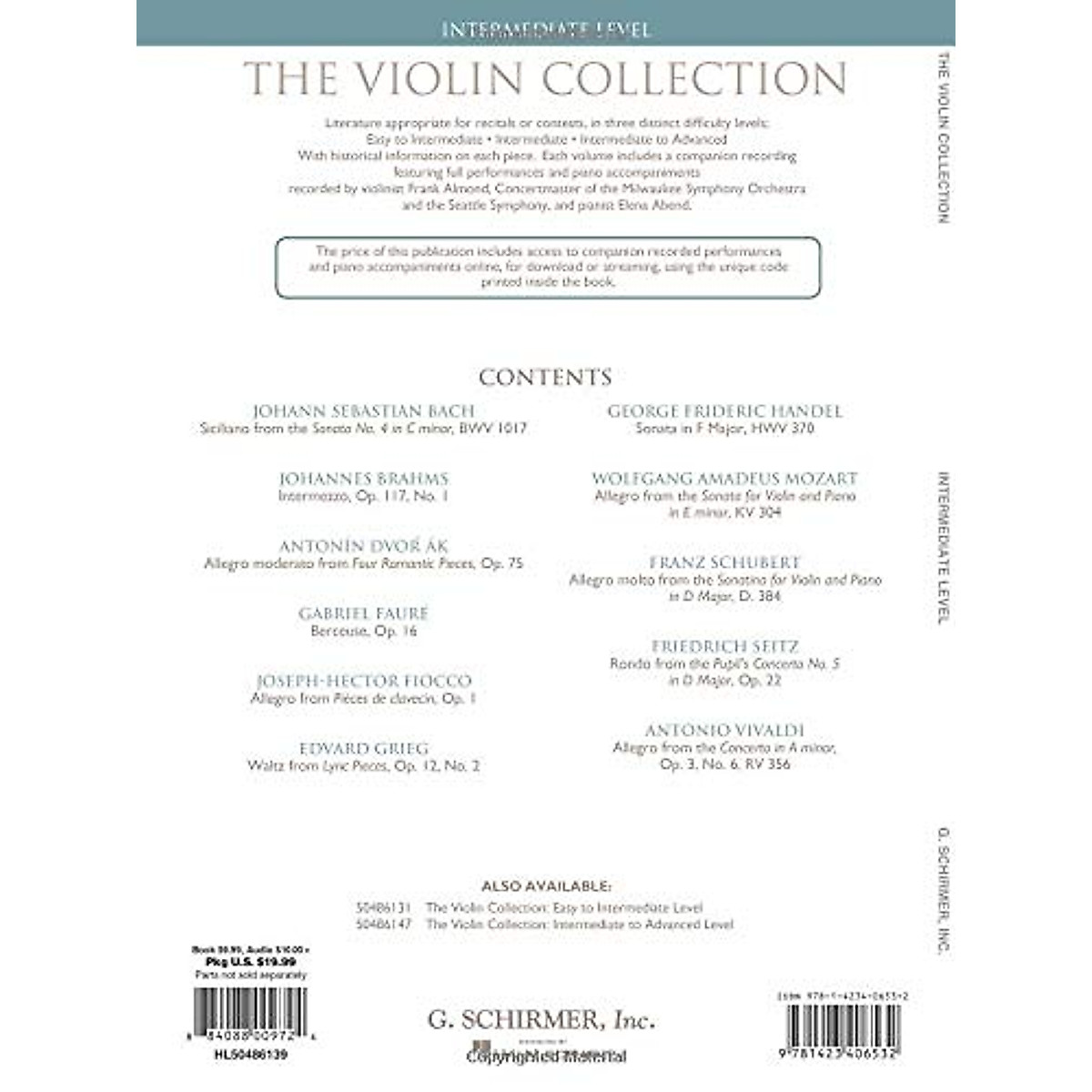 The Violin Collection - Intermediate Level Book/Online Audio (G. Schirmer Instrumental Library)