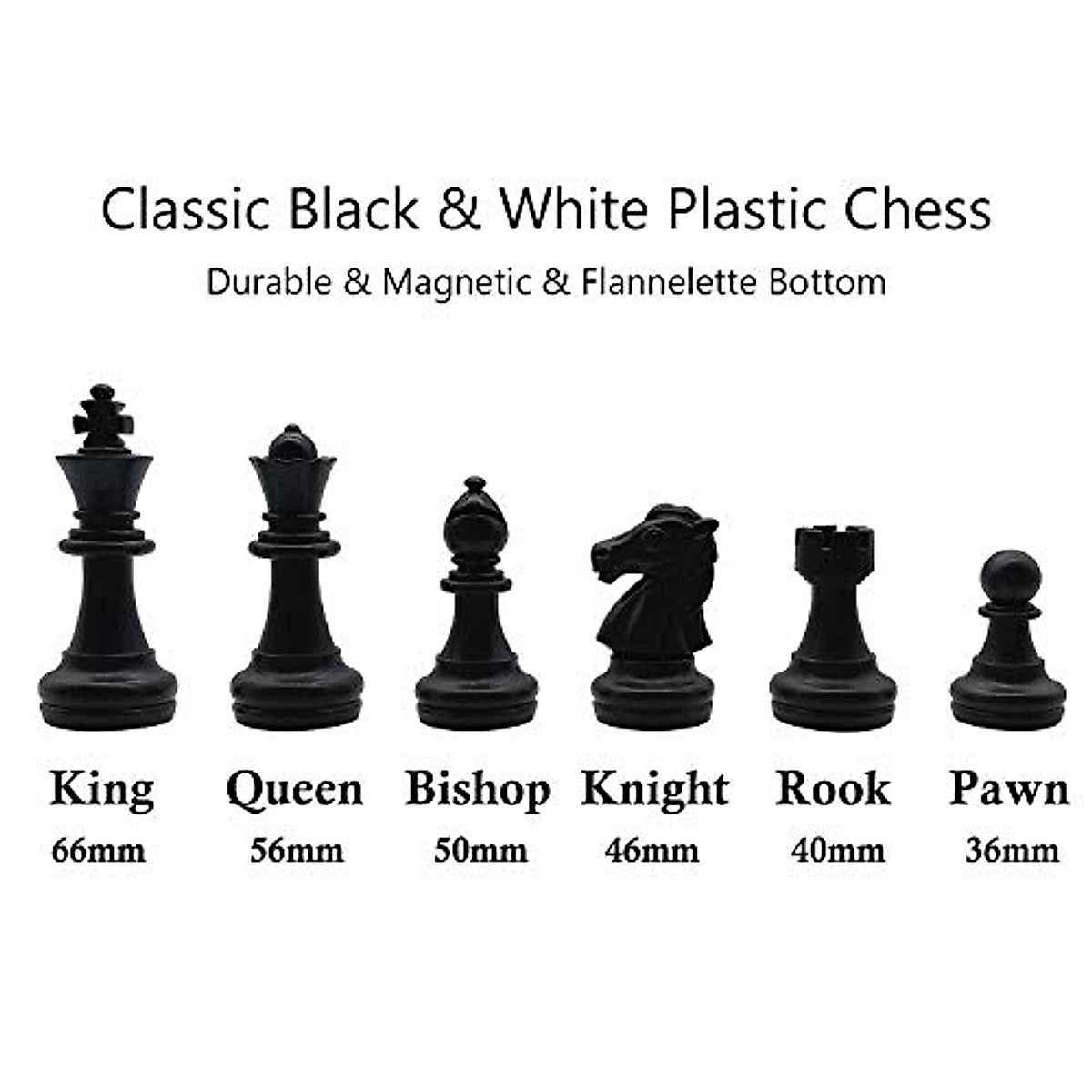 12.5" Magnetic Chess Set with Folding Chess Board Outdoor Travel Portable Chess Set for Adults and Kids, Black & White Color