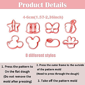 8 pcs Mouse Cookie Stamp, Cartoon Stamped Embossed Cookie Cutter Molds, Children's Baking Set, for Cookie Baking Supplies, Kids Birthday Party