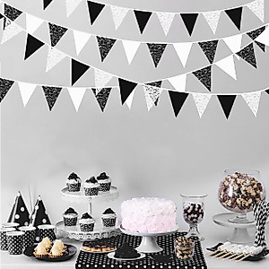 10M/32Ft White Pennant Banner Fabric Lace Triangle Flag Cotton Bunting Garland Streamers for Wedding Chistmas Birthday Anniversary Party Home Nursery Outdoor Garden Hanging Festivals Decorations