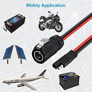 Cllena 2 Pin Power Industrial Circular LP-20 Connector to SAE Adapter Cable 10AWG Furion Solar Plug to SAE Connector for Solar Panel Suitcase Forrest River RV Ports