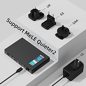 MeLE 12V 2A DC to AC Power Adapter with Type-C Port and UL UK GS Standard Plugs for MeLE Mini PC Computer Quieter2Q Quieter2D Quieter3Q Quieter3C Quieter4C and PCG02 Pro