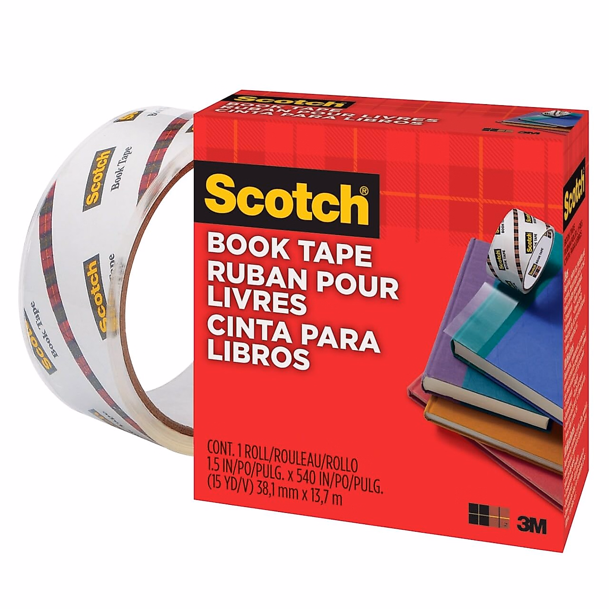Scotch Book Tape, 1.5 in x 540 in, 1 Roll/Pack, Excellent for Repairing, Reinforcing Protecting, and Covering (845-150)