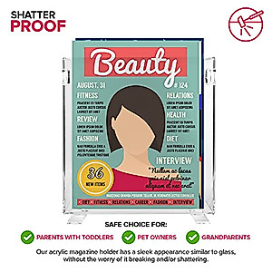 Stock Your Home Acrylic Magazine Holder - Crystal Clear Acrylic Holder - Shatterproof - Open Top - Space Saver - Acrylic Holder for Magazines, Publications, Office Desk, Reception, Waiting Room