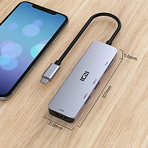 ICZI USB C Hub, 5 in 1 USB C Adapter with 4K HDMI, 2 USB-A 5Gbps Data Ports, SD/TF Card Reader, Thunderbolt 3 Compatible USB C Dongle for MacBook Pro/Air and More USB-C Devices