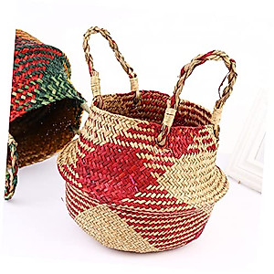 BUGUUYO Arched Flower Basket Bamboo Red