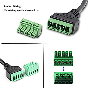 Poyiccot Micro USB Screw Terminal Block Connector, Micro USB Male to 5 Pin/Way Female Bolt Screw Shield terminals Pluggable Type Adapter Connector Cable 30cm(Micro USB Male)