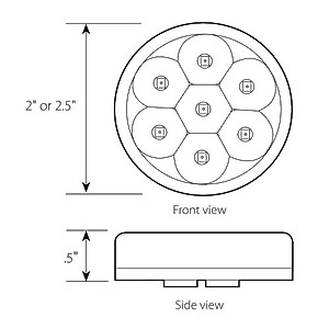GG Grand General 76541 Amber 2" Low Profile Pearl 7-LED Marker and Clearance Sealed Light with Clear Lens, Amber/Clear