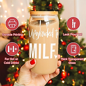 Fairy's Gift 16 oz New Mom Glass Cup w/Lid & Straw, Funny New Mom Gifts for Women - Christmas, Postpartum, Pregnancy Gifts for Expecting Mom, Pregnant Women, Mom to Be, Gifts for 1st Time Mom