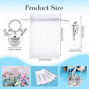 Batiyeer 12 Sets Graduation Gifts for Women Men Class of 2024 Keychain Gift Card Mesh Bag for Students(Round)