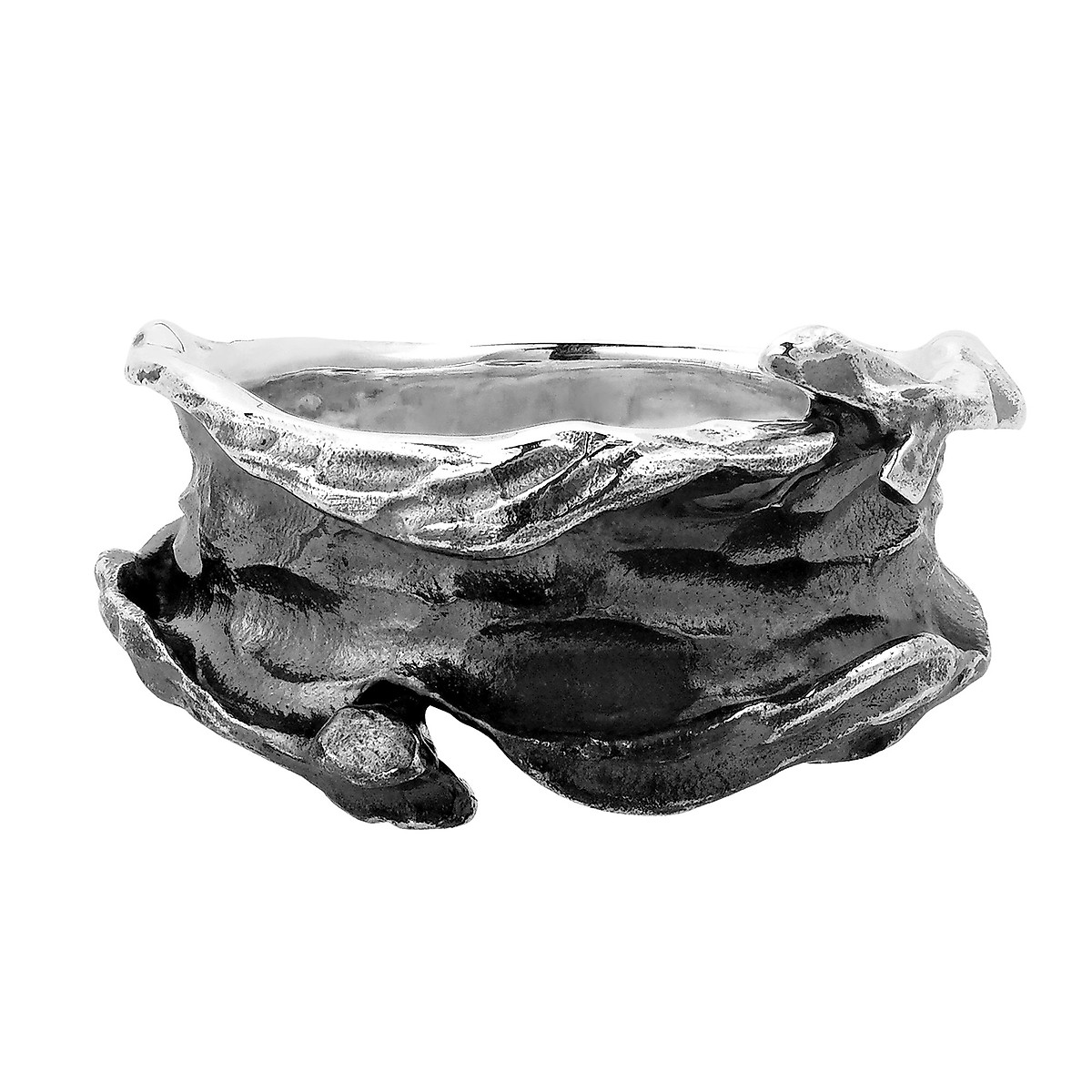 AeraVida Unique Burnt Flame Fire Oxidized Sterling Silver Ring | Classic Wedding Rings For Women | Gothic Comfort Fit Silver Rings for Women | Sterling Silver Rings Sizes (7)