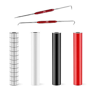 VViViD DECO65 12" x 5ft 3 Craft Vinyl Roll Bundle Includes 12" x 24" Transfer Paper Roll and 2 Precision Hooks for Weeding - M0