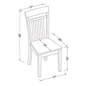 East West Furniture CAC-MAH-W Dining Chairs, Wood Seat