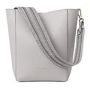 BOSTANTEN Leather Purses and Handbags for Women Designer Hobo Bucket Bag Fashion Small Crossbody Purses Grey Small size