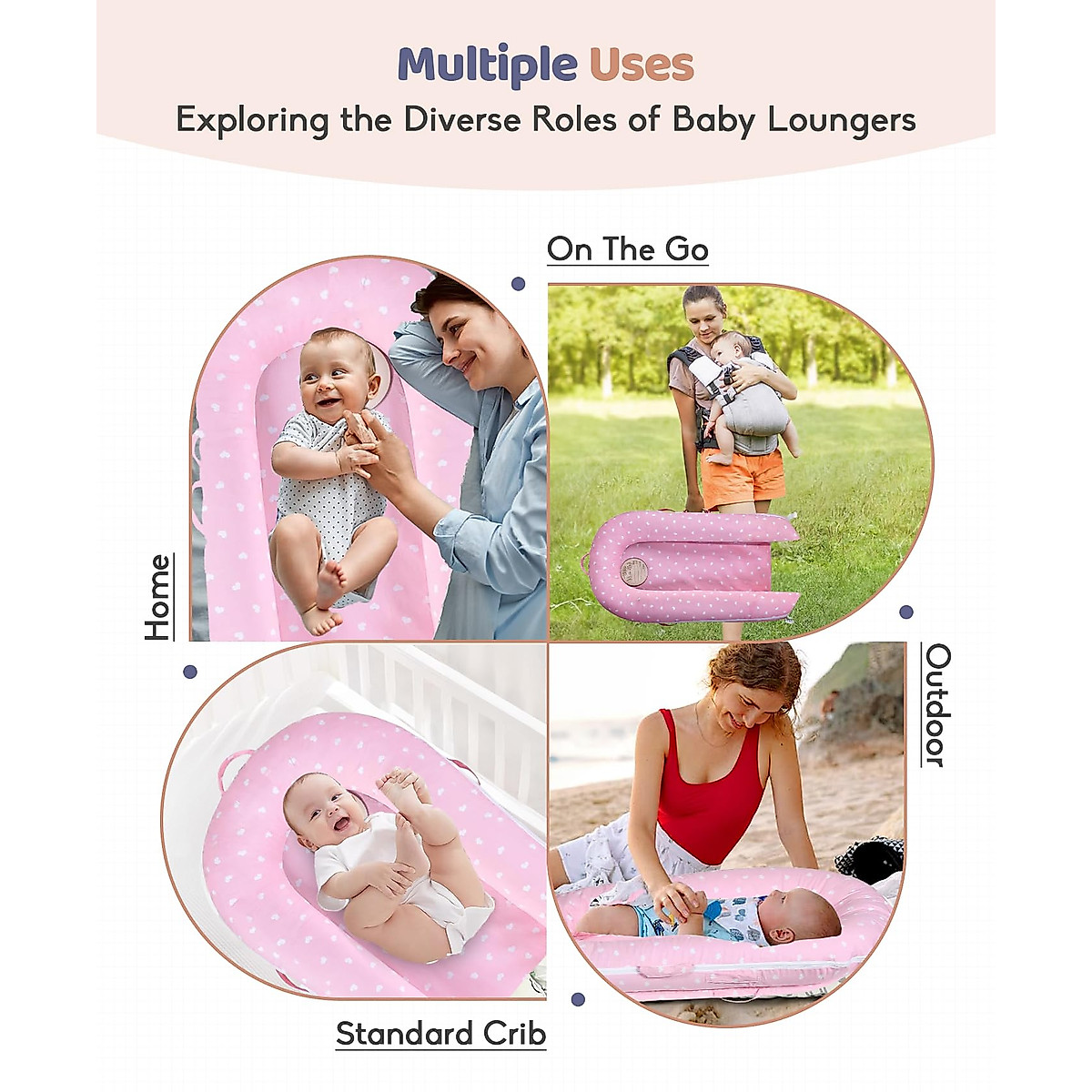 Newborn Lounger Cover for DockATot Deluxe | Cover Replacement Only for Baby Nest | 100% Cotton | Includes “Hello World” Sign (Pastel Geometry) | The Cover is not Created by Dockatot