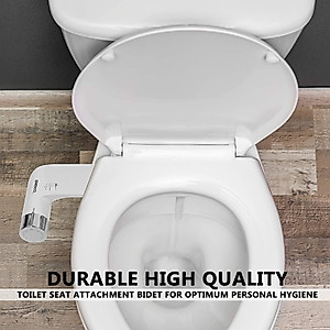 Greenco Slim Bidet Attachment, Hot, Warm, Cold Water Bidet Sprayer Toilet Seat, Bidet Attachment for Toilet, Non-Electric Adjustable Fresh Water Jet, Stainless Steel Flex Hose, Toilet Bidet Attachment