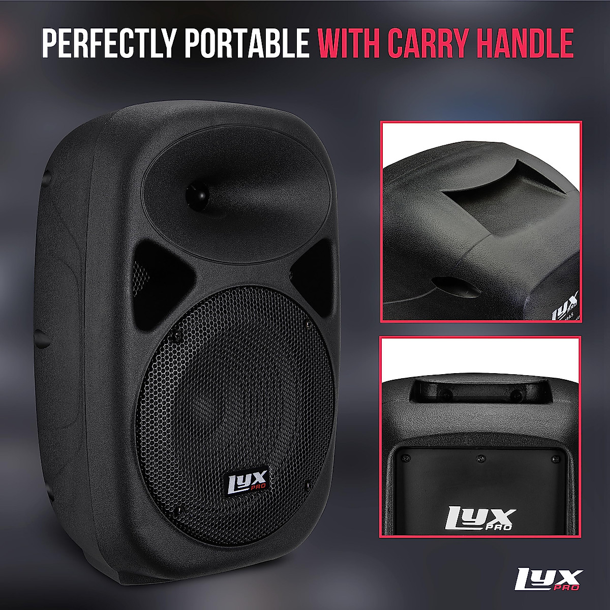 LyxPro 10" Inch Passive DJ PA Speaker System XLR,1/4,Speakon, Connections Daisy Chain Compatible, 8 Ohm, Lightweight, Stand Mountable,