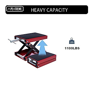 Apextreme 1100 LB Motorcycle Lift Scissor Jack Wide Deck Hoist Stand Maintenance Bikes ATVs Garage Repair Stands Lift Jack