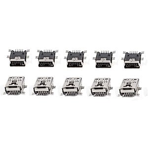 bnafes 10 Pcs Mini USB Type B Female Port 5-Pin 180 Degree SMD SMT PCB Jack Socket