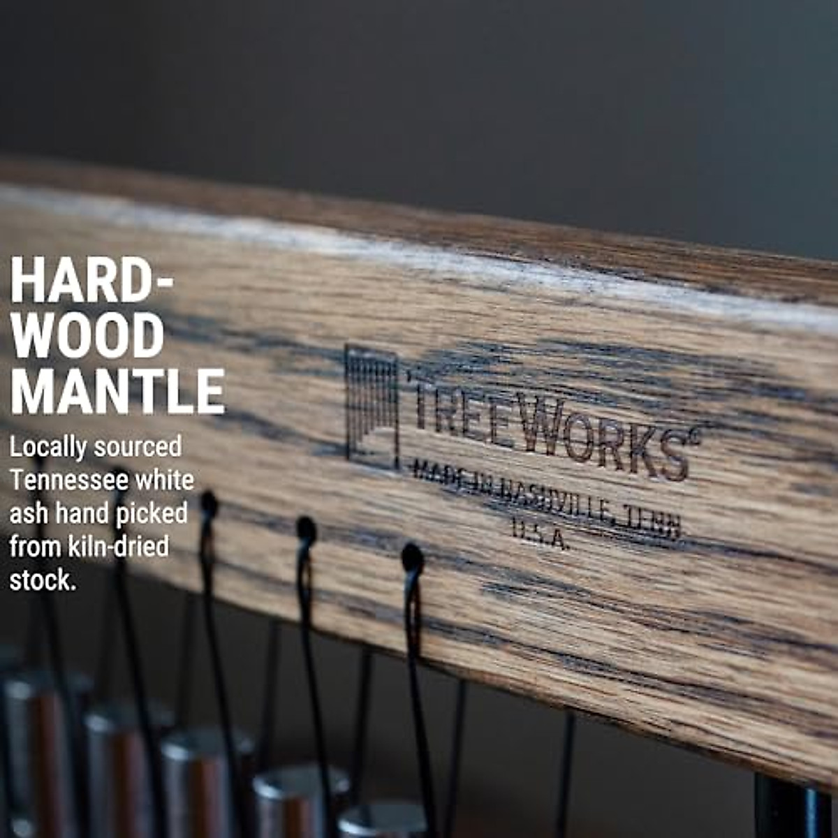 TreeWorks Chimes Medium Top Bar Chime — Made in U.S.A. — for Percussion Tables, Desks, Classroom Music, Meditation or Yoga, Includes Powder Coated Metal Stand (TRE421)