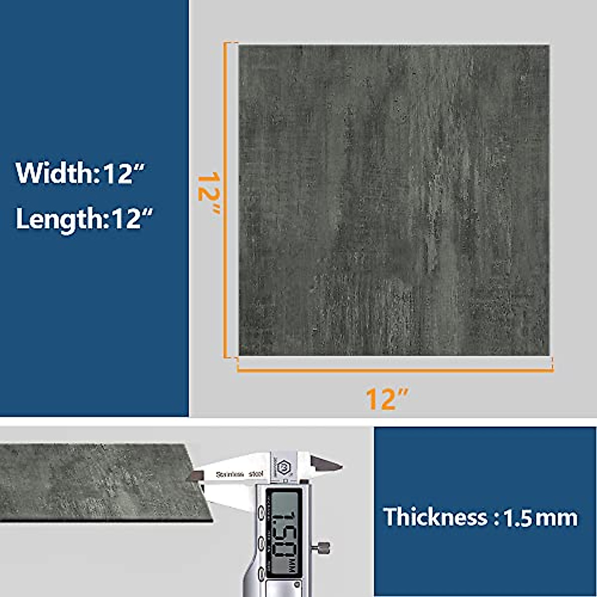 VEELIKE 12''x12'' Peel and Stick Wood Look Vinyl Tiles - 24 Pack, Waterproof, Self Adhesive, Removable, Distressed, Suitable for Floor, Bathroom, Bedroom, Kitchen