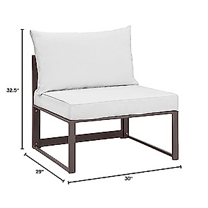 Modway Fortuna Aluminum Outdoor Patio Armless Chair in Brown White