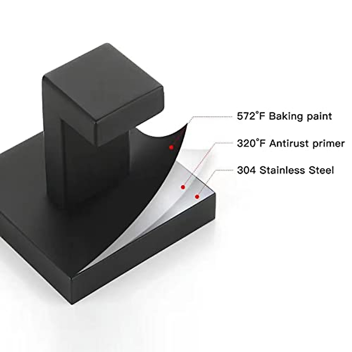 COUOBO Wall Hooks Towel Hooks Towel Holder Robe Hook Bathroom Hooks Black Heavy Duty Door Hanger Stainless Steel Matt Black 4 Pack