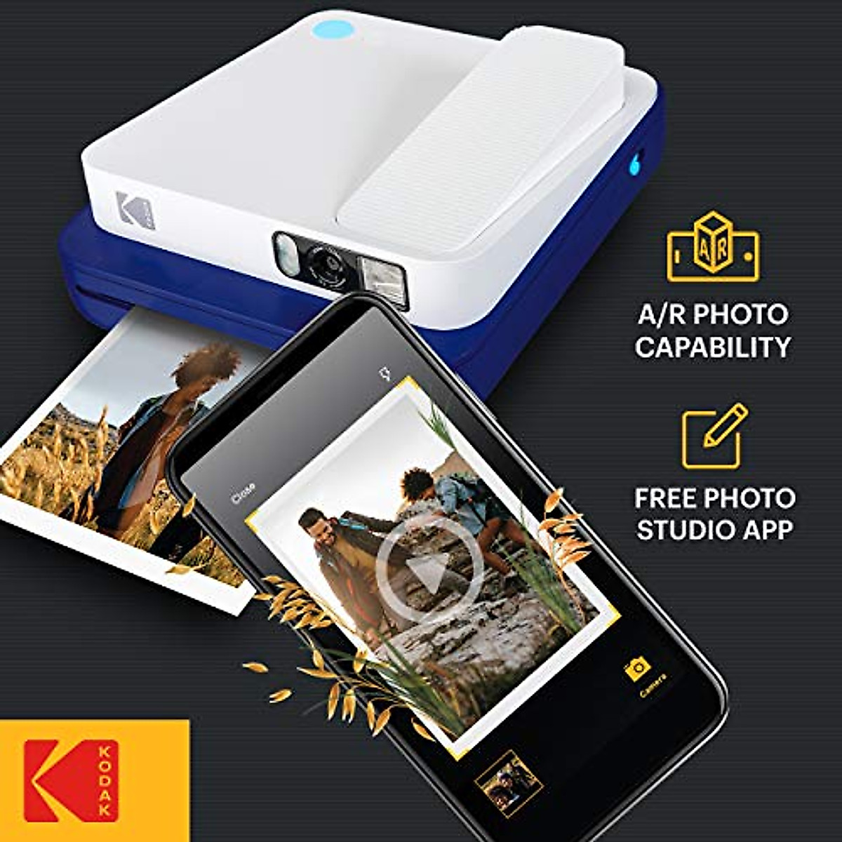 KODAK Smile Classic Digital Instant Camera with Bluetooth (Blue) Starter Kit