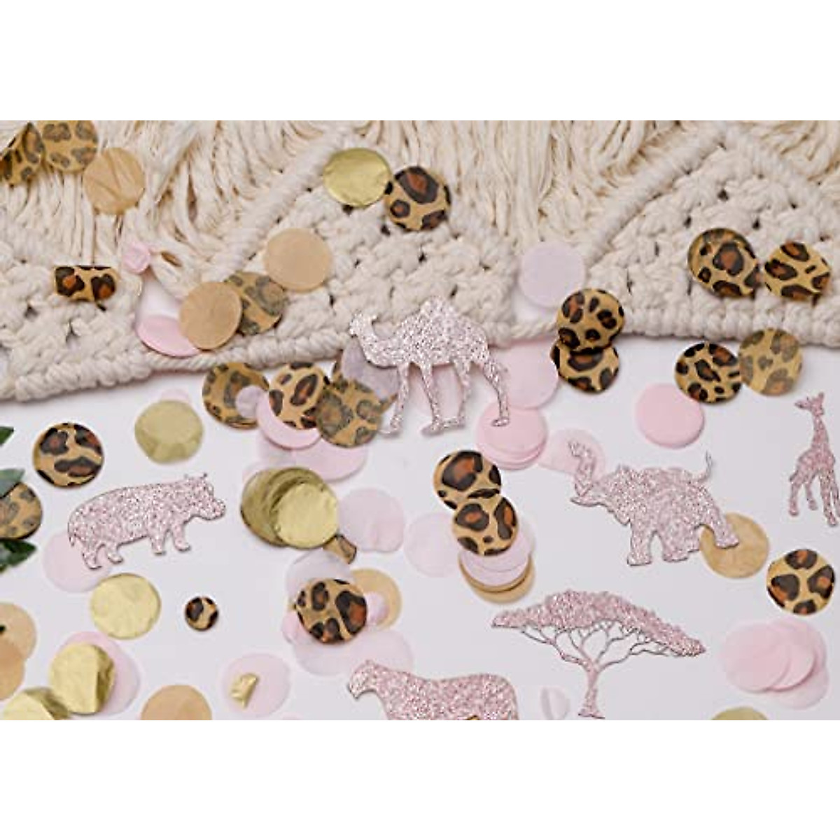 Pink Safari Baby Shower Decorations for Girl, Pink Wild One Party Supplies, Animal Confetti 525 pieces
