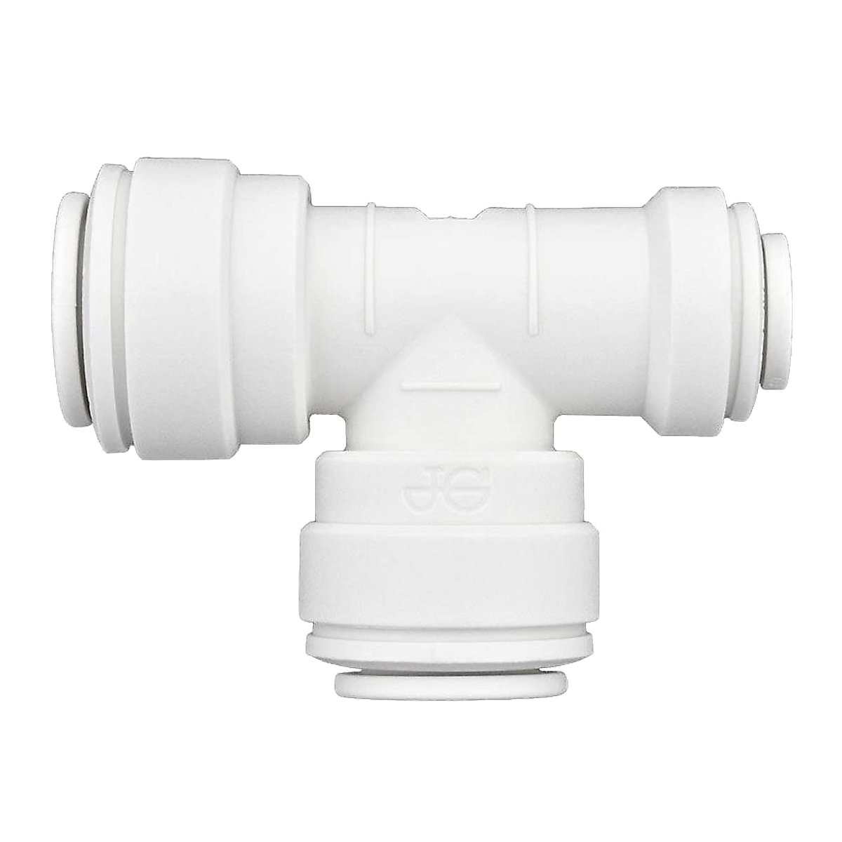 John Guest Reducing Tee 3/8" QC x 3/8" QC x 1/4" QC Branch Run Tee Fitting. Polypropylene White (PP30121208W)