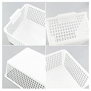 Fiazony 3-Pack Large Plastic Storage Basket, Plastic Storage Bin, White