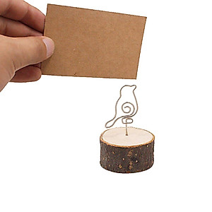 Amosfun 12 Pcs Wooden Table Name Number Holder Photo Picture Menu Note Memo Clips Holder for Wedding Office Christmas Table Decorations (Bird Shape)