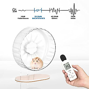 Bucatstate Hamster Exercise Wheel Super-Silent with Adjustable Base Dual-Bearing Cage Accessories Quiet Spinning Running Wheel for Dwarf Syrian Hamster Gerbils and Other Small Animals