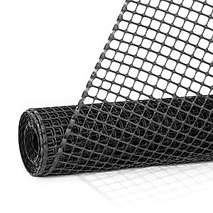 Fencer Wire Black Plastic Poultry Netting Animal & Garden Fence Recyclable Plastic Barrier Environmental Protection Mesh 0.5" x 0.5" (3 ft. x 15 ft.)