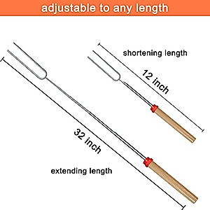 8 PCS Marshmallow Roasting Sticks for Fire Pit, Retractable Grill Forks Smores Sticks Kit for Fire Pit, Marshmellow Roasting Tongs BBQ Tools, TIMDAM Stainless Steel Smores Skewers Campfire Accessories