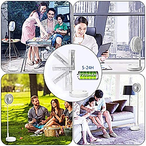 Portable Desk Fan，Rechargeable Oscillating Telescopic Floor Fan Small USB Stand Fan with Humidification 3 Speed Adjustable Wind for Personal Bedroom Office Outdoor Camping-White