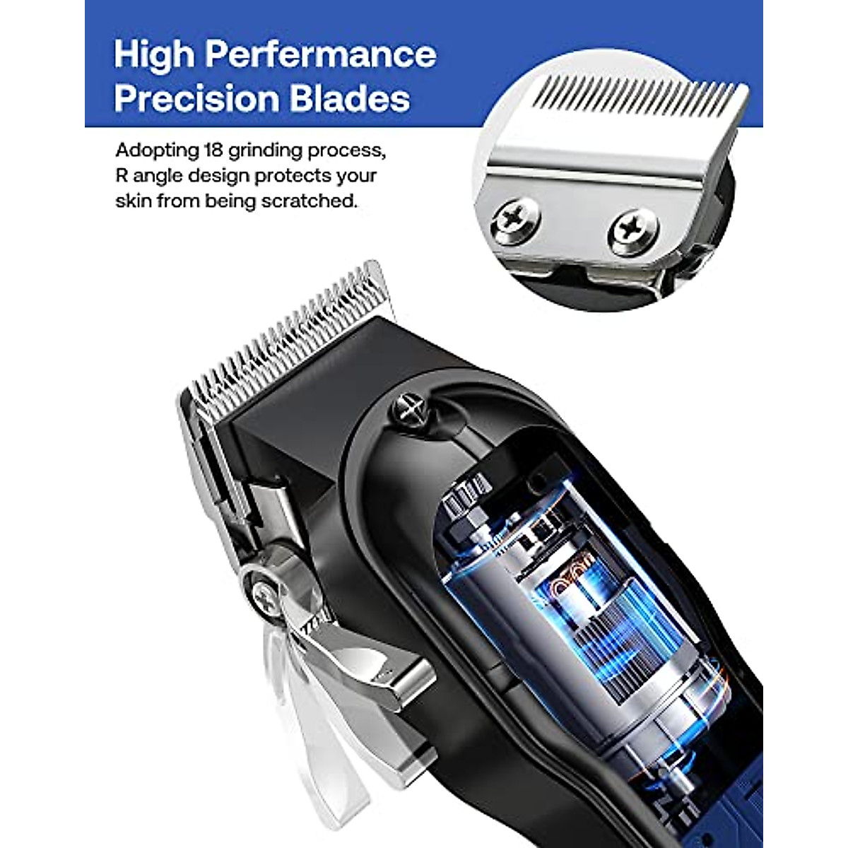 GLAKER Professional Hair Clippers and Trimmer Kit, Cordless Mens Hair Clippers for Men Women Kids, Barber Clippers Fading Clippers Rechargeable with 18PCS Guards