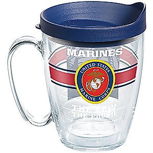 Tervis Marines Pride Tumbler with Wrap and Navy Lid 16oz Mug, Clear