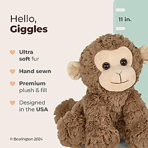 Bearington Collection Giggles Monkey Stuffed Animal 11 In - Monkey Plush Toy for Kids